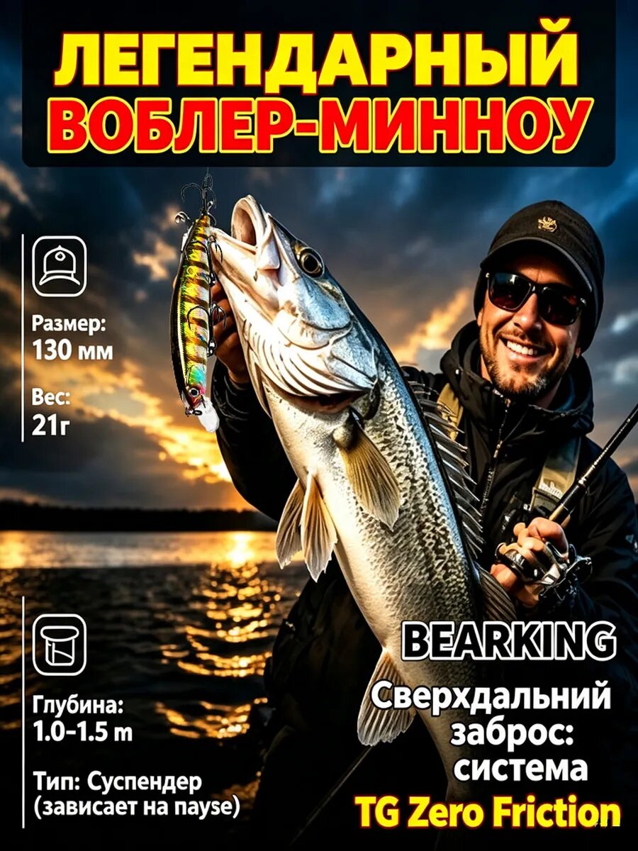 Cуспендер воблер на щуку 130 мм рудра, воблер минноу 130