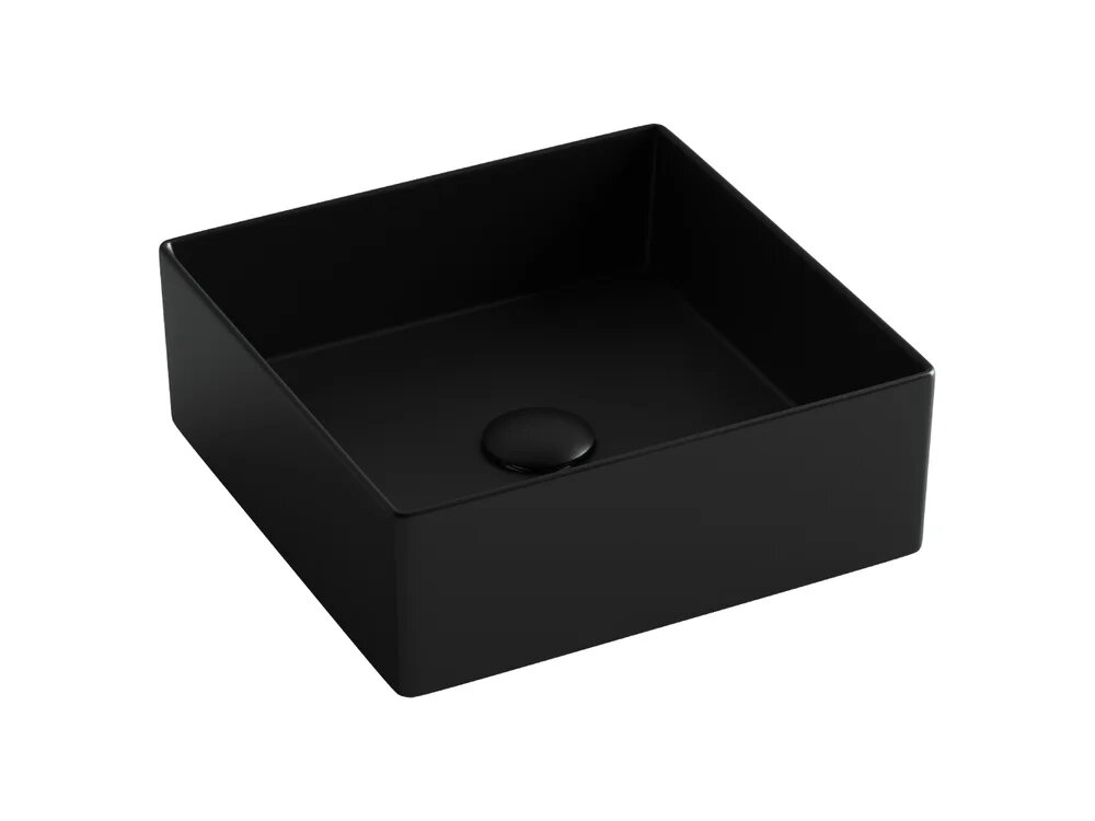 Накладная раковина Ceramicanova Элемент (Element) CN6068MB 36 без отверстия под смеситель, фарфоровая, квадратная, раковина для ванной, черная, матовая