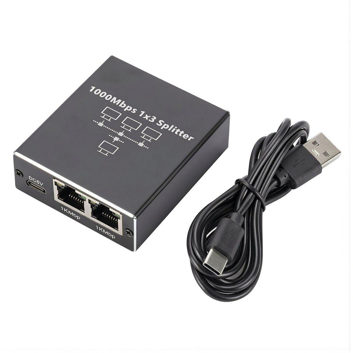 Разветвитель сети RJ45 1000 Мбит 1х3 сплиттер сетевого кабеля USB питание расширение портов для маршрутизатора ПК ноутбука