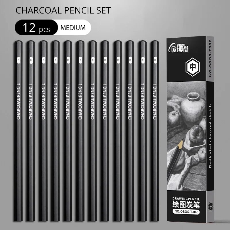 Набор графитовых карандашей Charcoal Pencil Set 12 шт. Medium