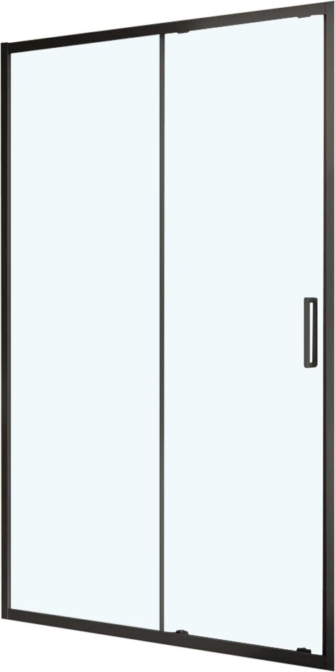 Душевая дверь в нишу BelBagno Luce BF-1-120-C-NERO стеклянная, раздвижная, 120 см, с черным профилем, одностворчатая, угловая
