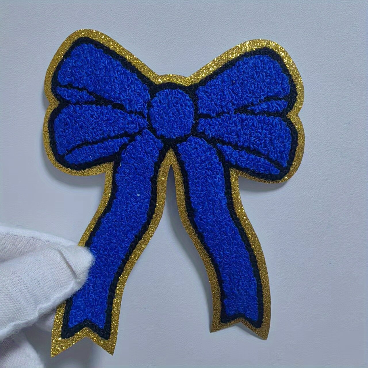 Вышитая тканевая нашивка в виде синего банта для одежды, курток, джинсов, сумок, обуви и головных уборов, с возможностью вырезания и пришивания утюгом, 1 шт.