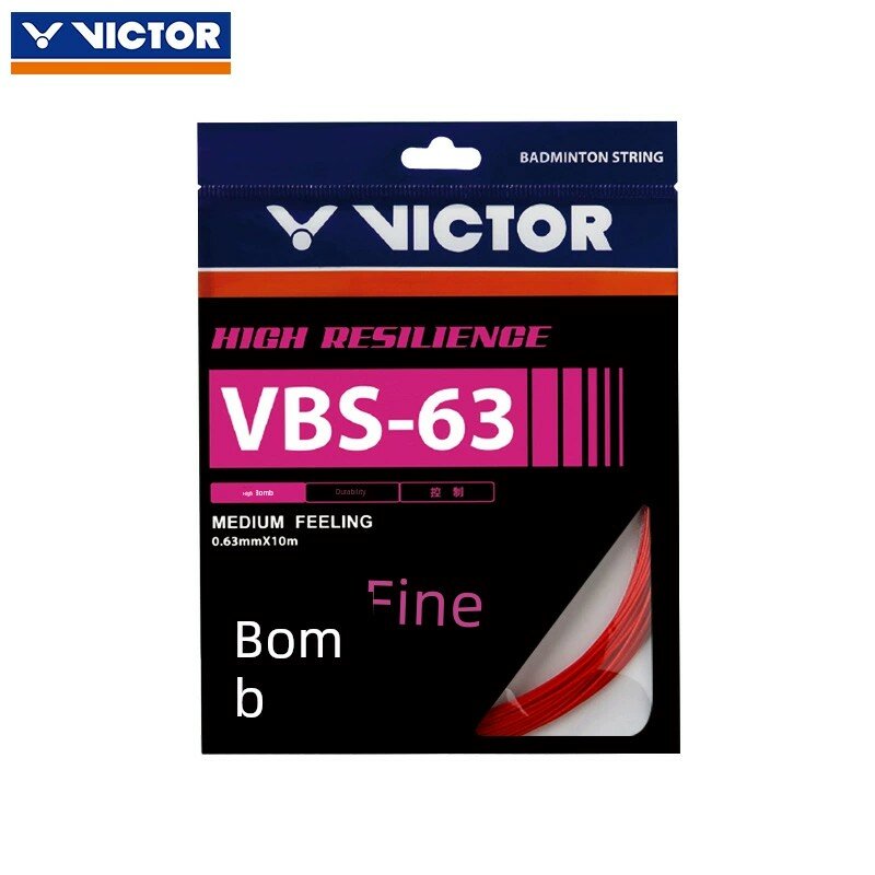 Victor VBS63 Высокоэластичная профессиональная теннисная нить, фейерверк красный - 1 упаковка
