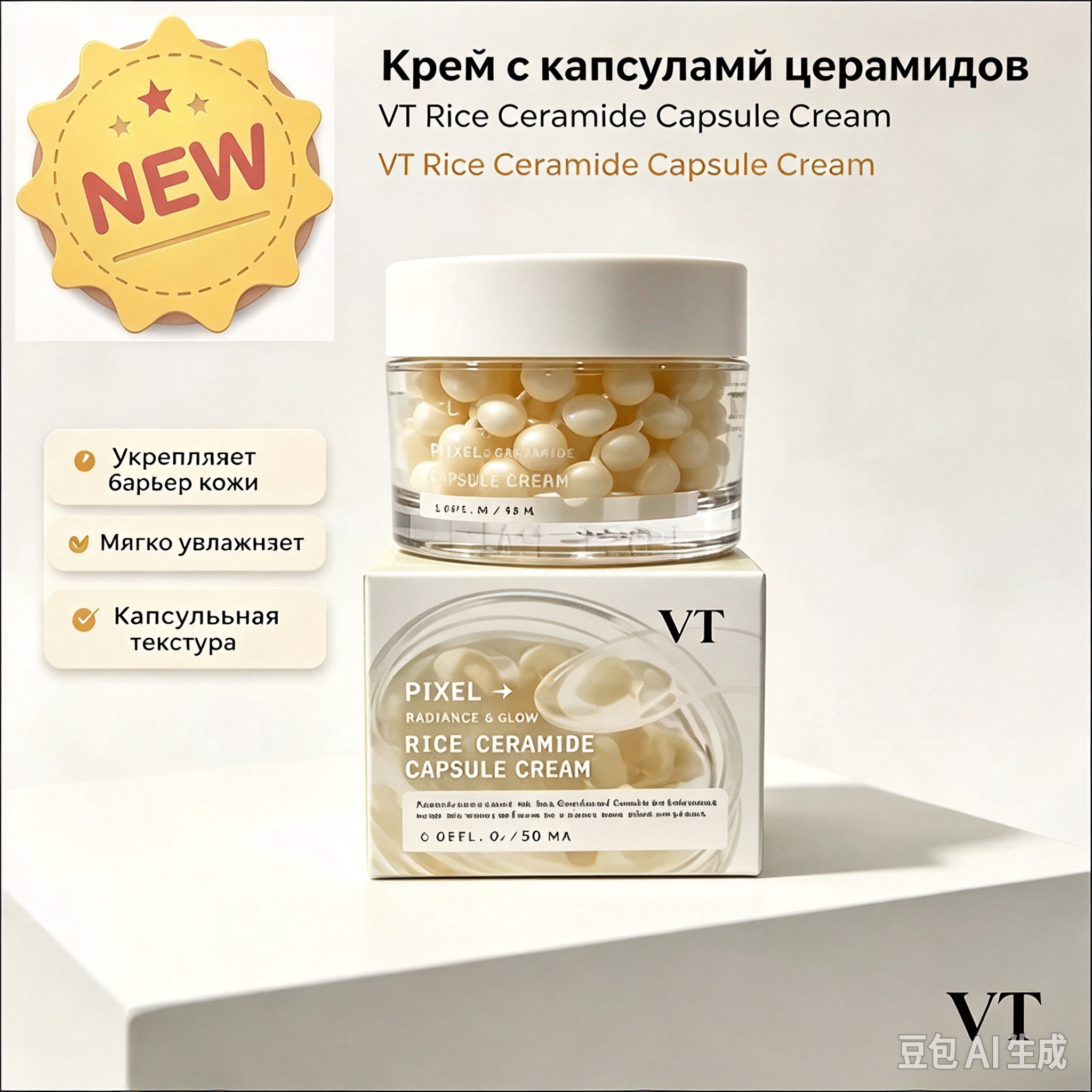 VT Cosmetics Капсульный крем для лица с рисовыми церамидами 50ml / Rice Ceramide Capsule Cream 50 ml