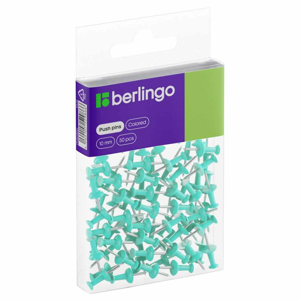 Кнопки силовые Berlingo, цветные, голубые, пвх-упаковка, 50шт. (PN5030d), 144 уп.