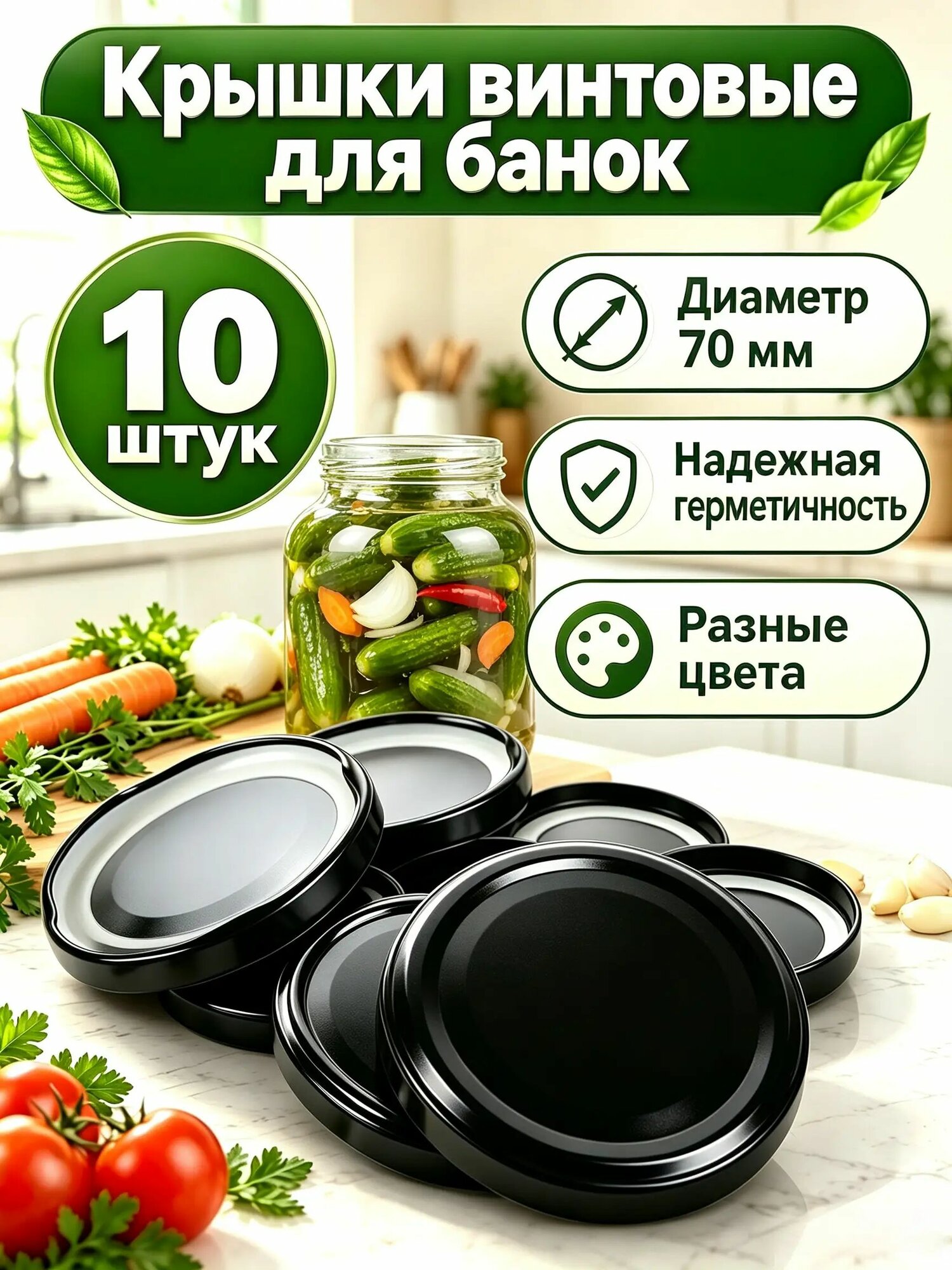 Крышка для банки винтовая 7 см 10 шт железо