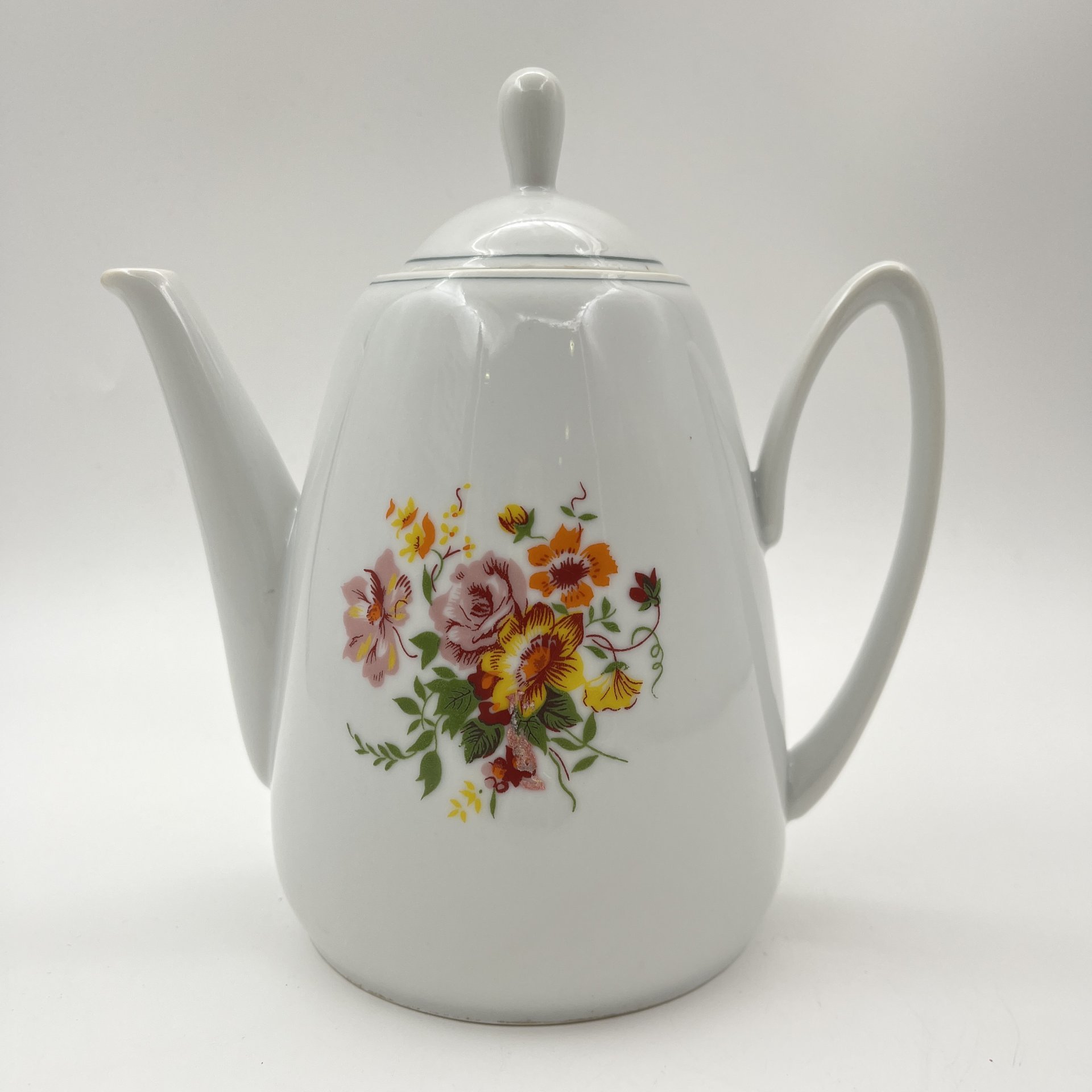 Чайник с цветочным декором, Cluj-Napoca Porcelain, фарфор, деколь, Румыния, 1974-1990 гг.