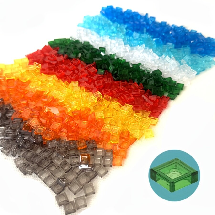 Детали для конструктора 1x1, 200 шт, плоские гладкие плитки, серый цвет