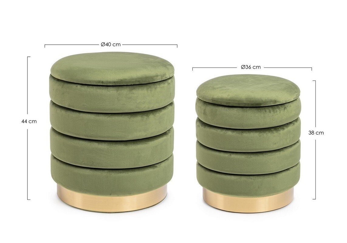 Пуфы набор 2 шт BIZZOTTO DARINA olive 0720592 d360х380h; d400х440h