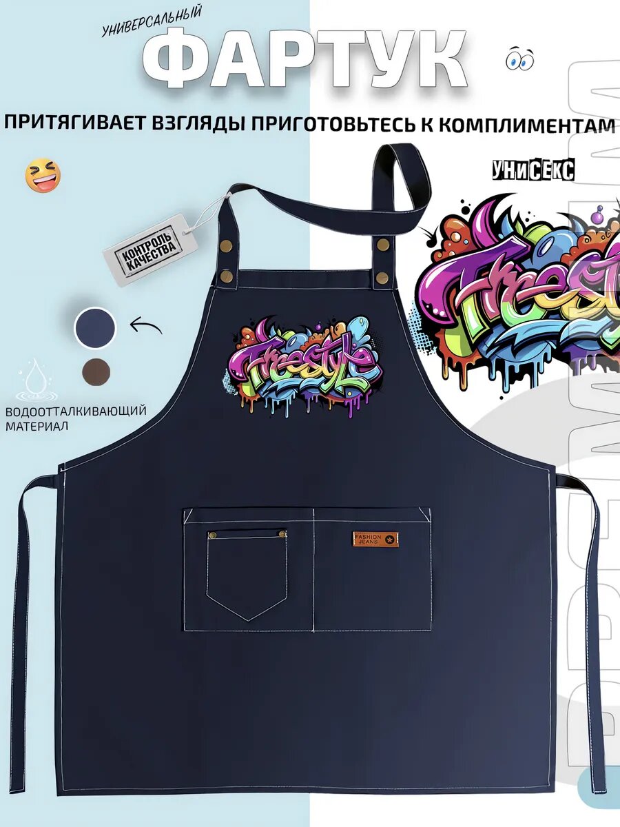 Фартук Фристайл Freestyle граффити уличное искусство кухонный с принтом универсальный