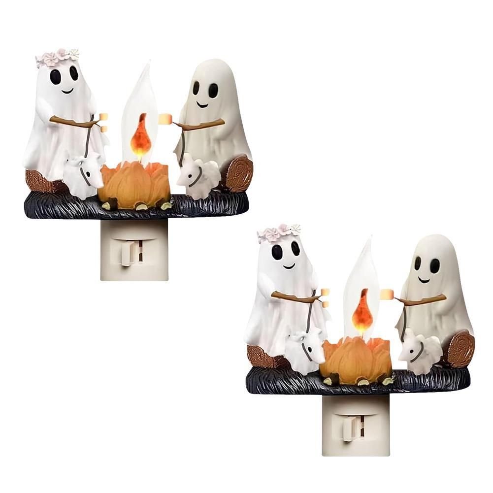 Ночник декоративный с призраками и костром, из смолы, LED