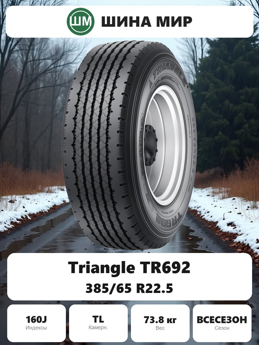 Грузовая шина Triangle TR692 385/65 R22.5 160J Всесезонная Нешипованная