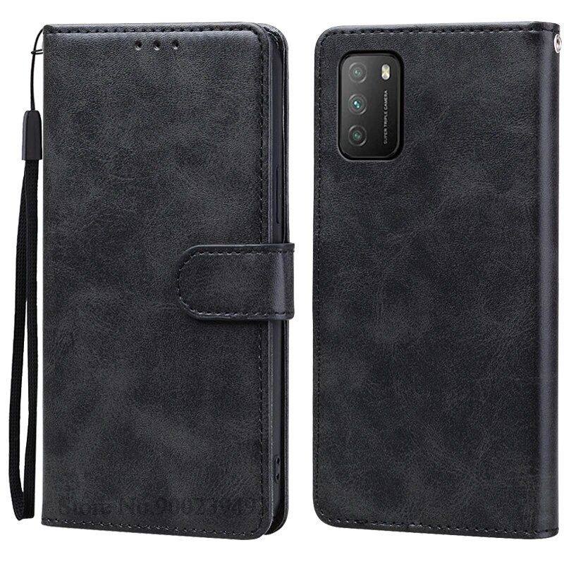 Кожаный флип-чехол для POCO M3 Black