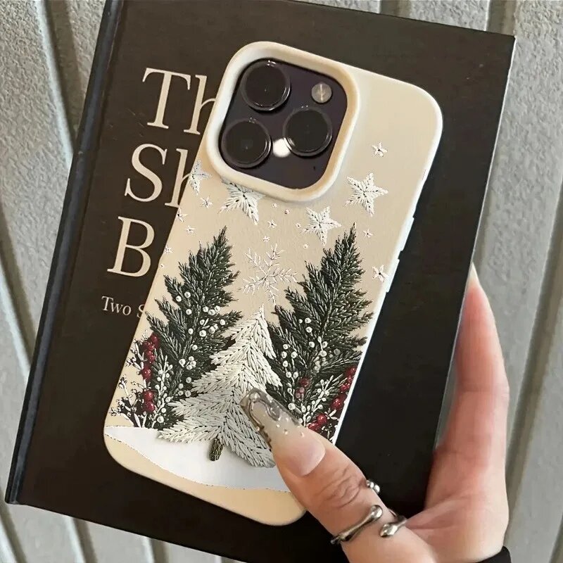 Силиконовый Кожаный Чехол Для iPhone С Дизайном Рождественской Елки, Мягкий iPhone 14, SC04-BA-T7759