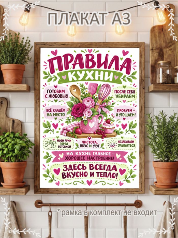 Плакат на стену Правила кухни формата А3
