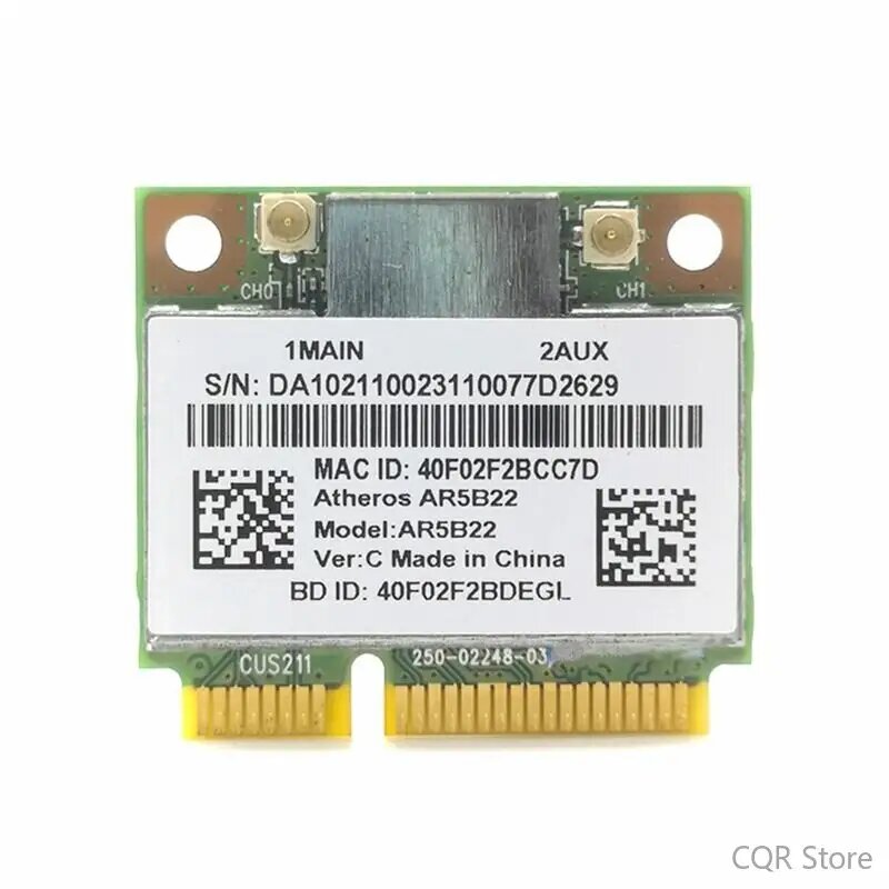 Беспроводная сетевая карта AR5B22 MINI PCIE BT4.0 2.4/5G двухчастотная 300 Мбит / с 802.11A/B/G /N для Y400 Y500 Y410P S215 U330