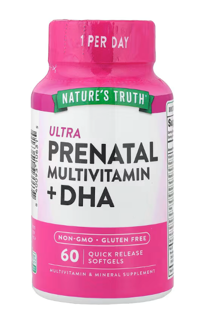 Nature's Truth, Ultra Prenatal, мультивитамины и ДГК, 60 капсул с быстрым высвобождением