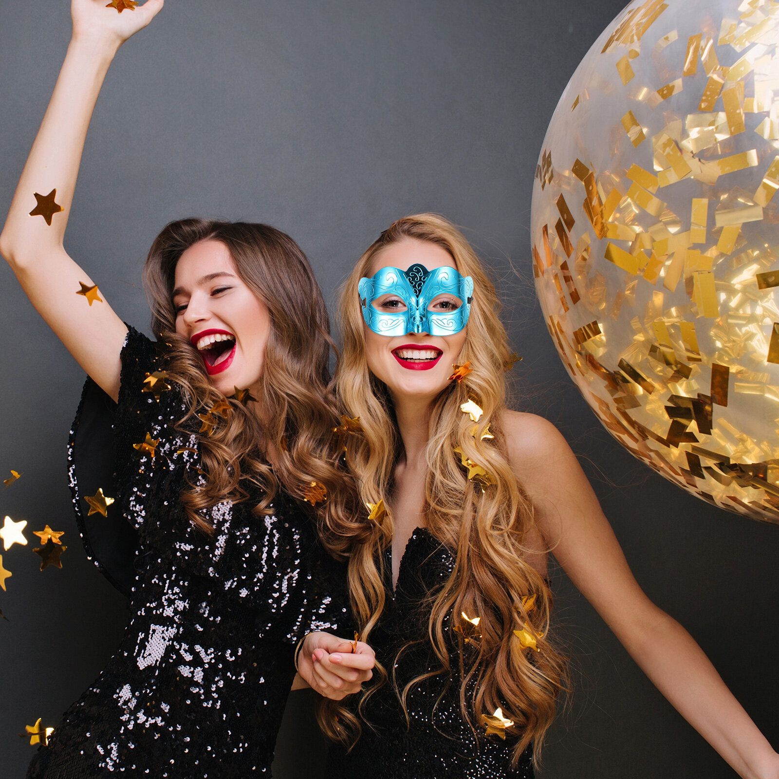 Masquerade Mask Для Женщин Блестящая Полу Лицо Маска Для Фестивалей И Halloween Вечеринок 16.50X8.50X7.00Cm