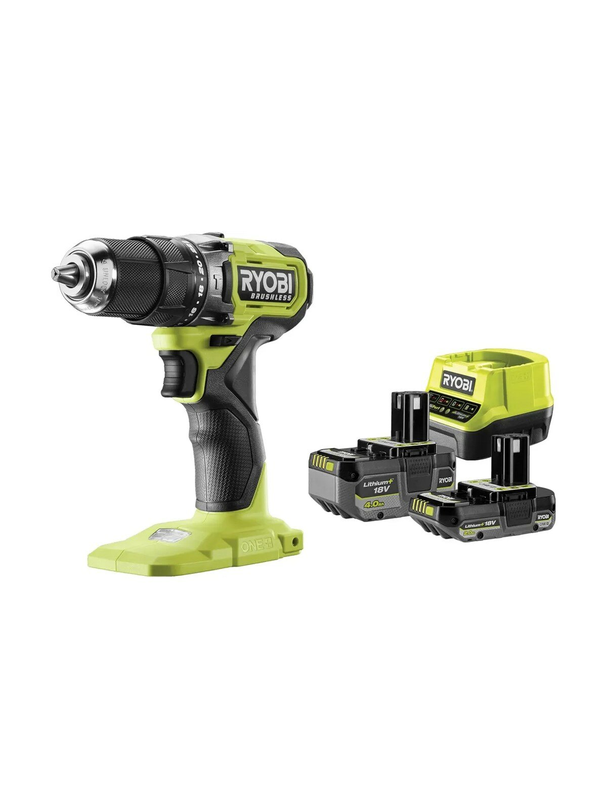 Аккумуляторная ударная дрель-шуруповерт Ryobi RPD18BL1-2C42S ONE+, 18 В, 54 Нм, 1700 об/мин, 1х4.0Ач; 1х2.0Ач + з/у, арт. 5133006138