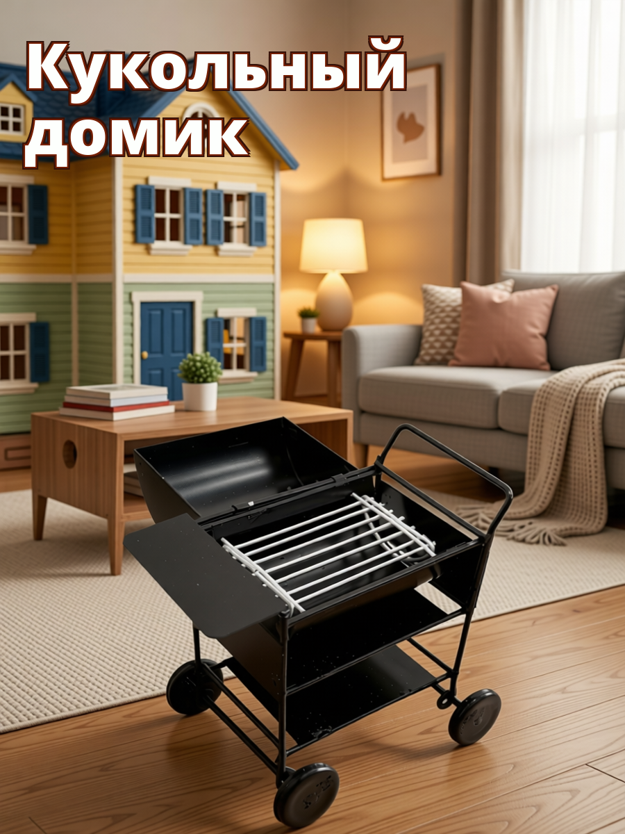 Мини Гриль Для Кукольного Домика Игровой Набор Для Творчества И Декора Размер 9 6X9 2X6 5Cm