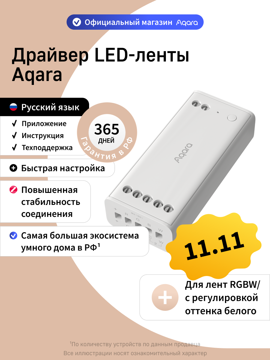 Умный драйвер для LED-ленты Aqara ZNDDMK11LM, Zigbee 3.0, белый