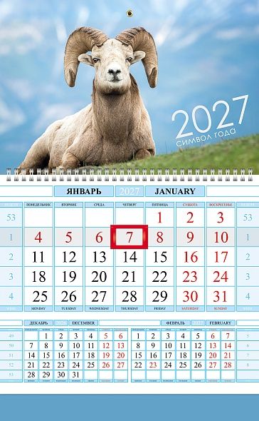 Календарь 2027 квартальный настенный одноблочный Знак Года