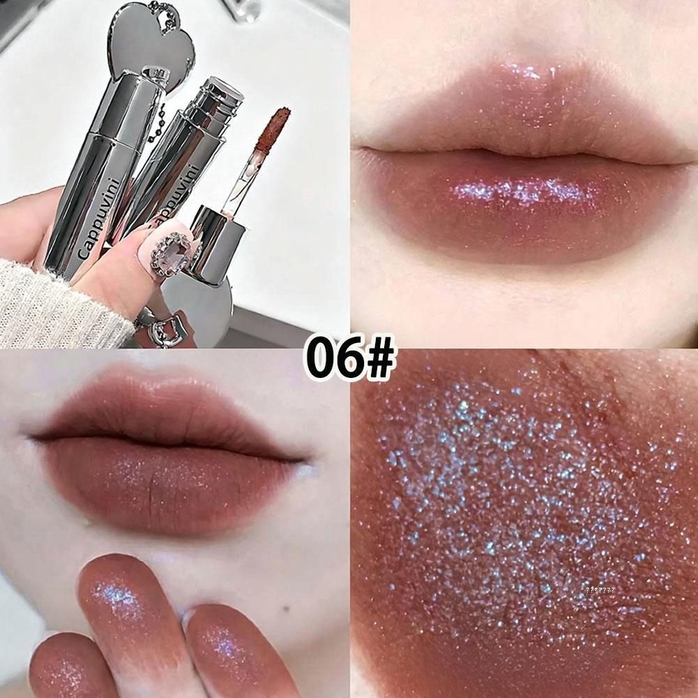 CAPPUVINI Блеск для губ, оттенок 02, терракотовый матовый, с подвеской-сердцем, 2 г
