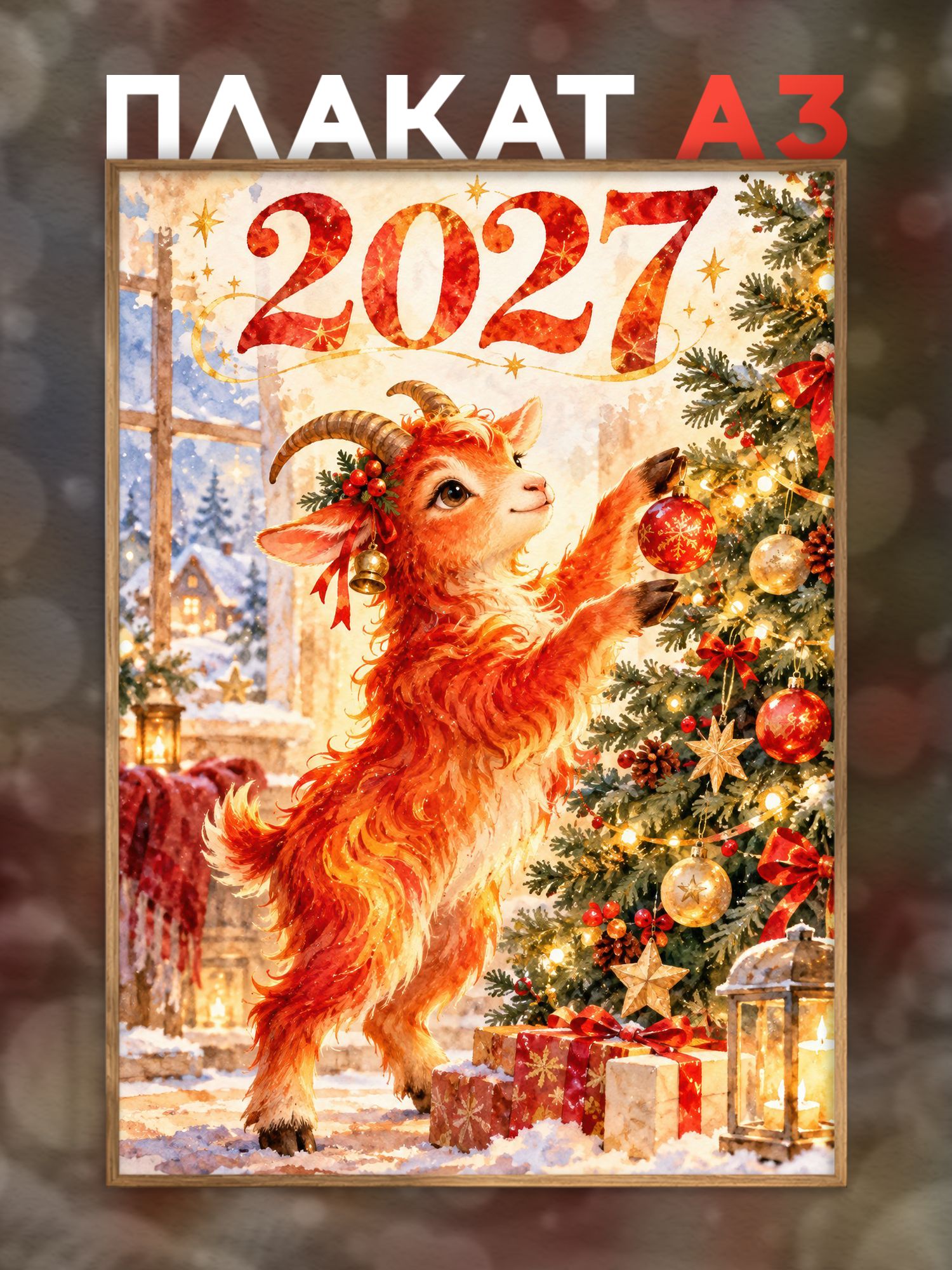 Постер новогодний на стену Символ 2027 года