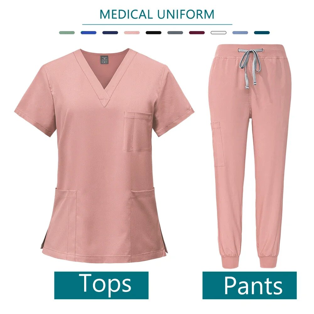 Медицинский набор рубашка брюки HTTHDD Розовый, XXL, 42109-Pink