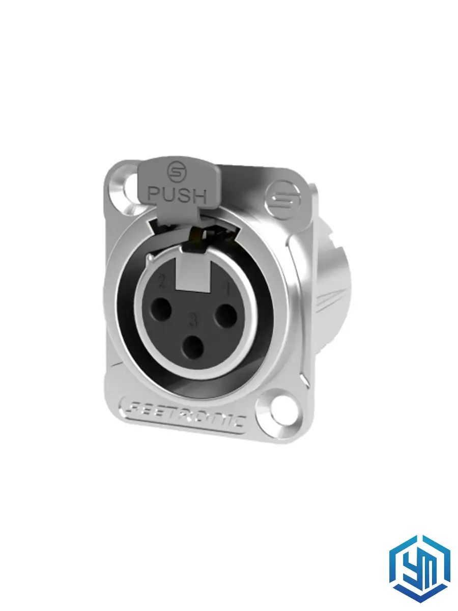 Панельный XLR разъем MK3F2C, 3 контакта, гнездо, D-фланец