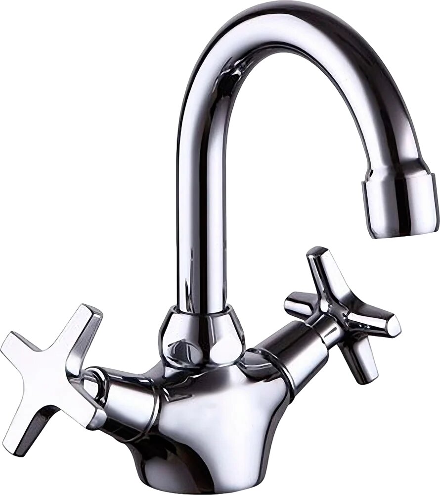 Смеситель для раковины Kaiser Crystal 28111 хром, глянцевый, кран для ванной в раковину, из латуни, с поворотным изливом, с функцией экономии расхода