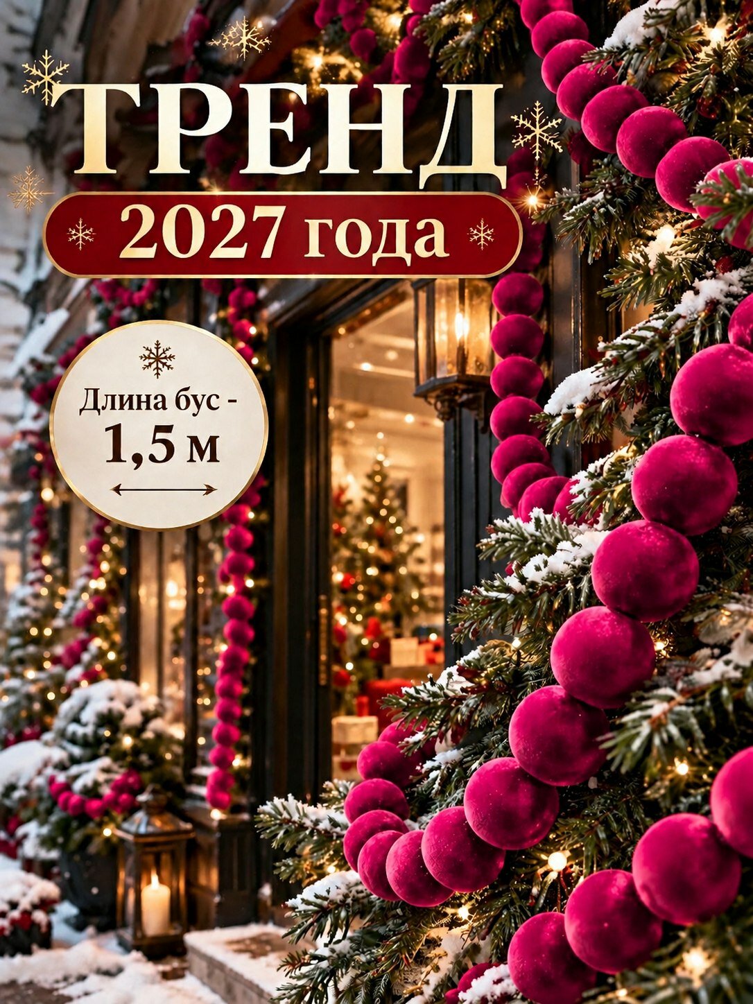 Бусы на елку бархатные тренд