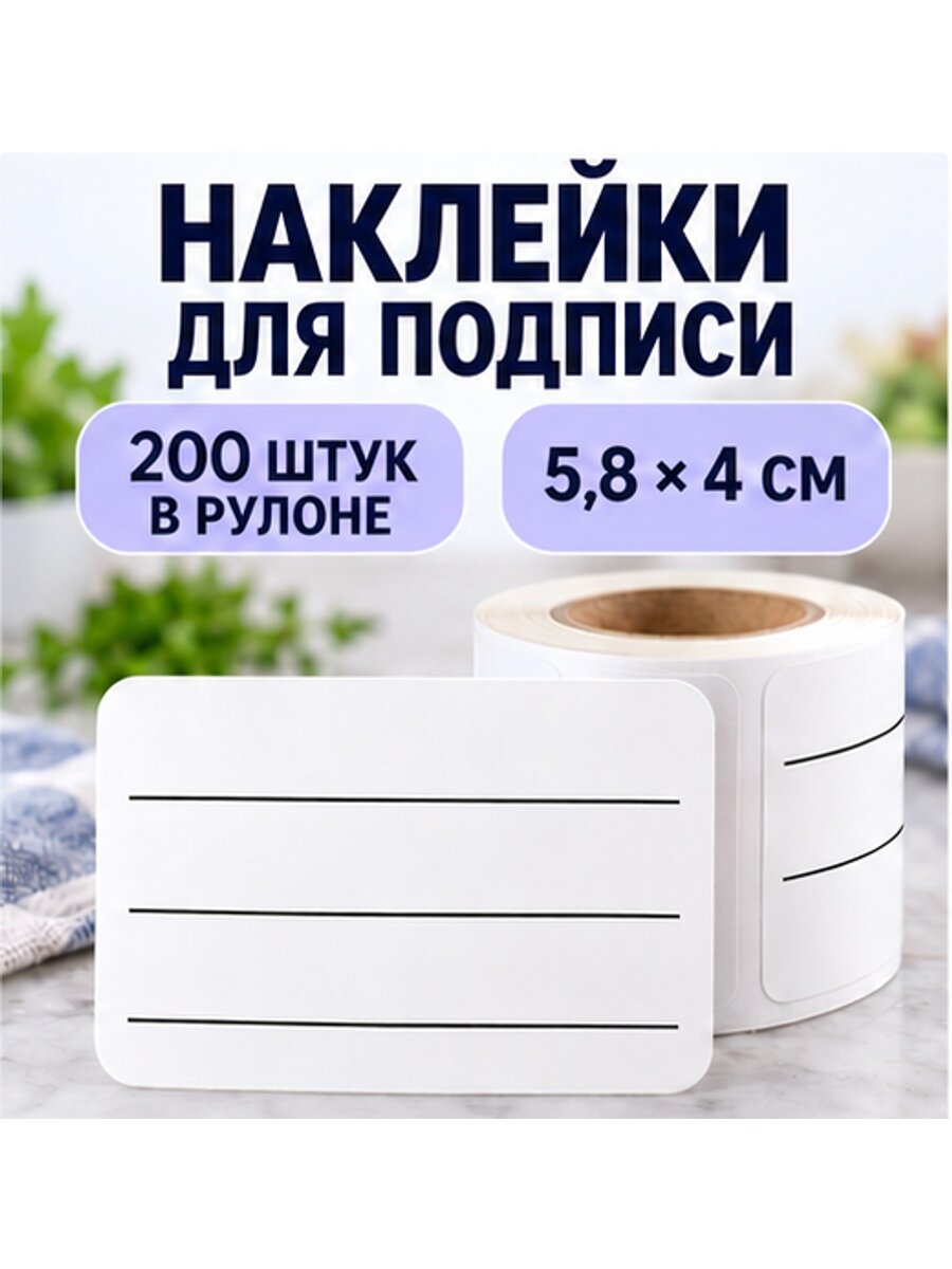 Наклейки для подписи и заморозки продуктов, 3 строки, 200 шт, 5,8×4 см