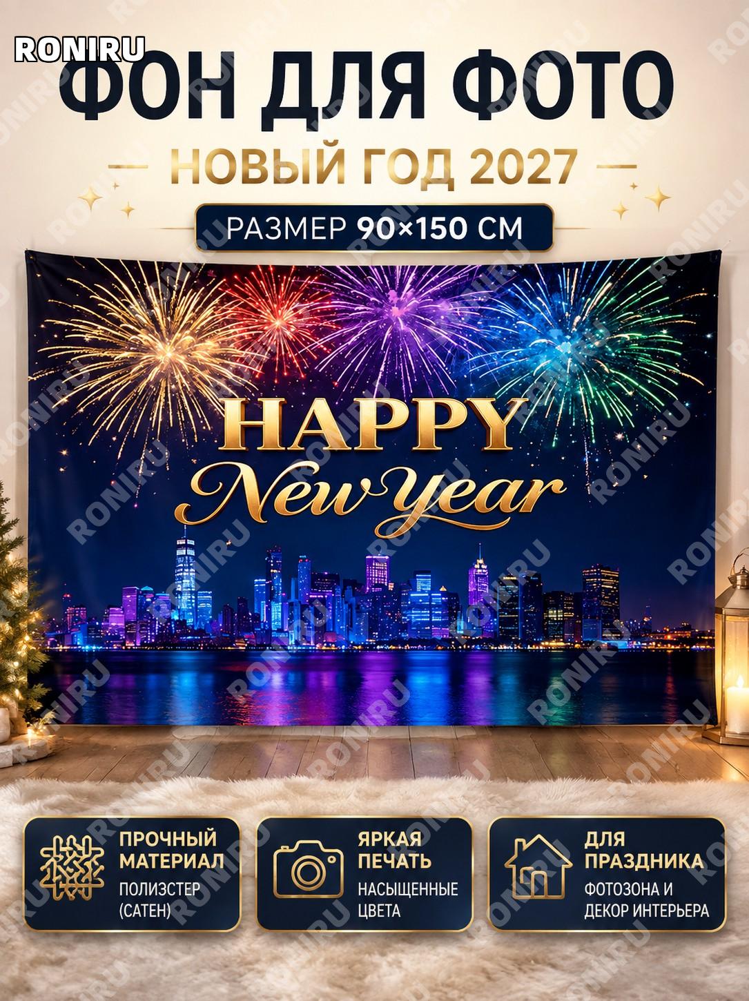 Фотозона фон тканевый для новогодней вечеринки NEW-BG-A04 90×150 см, декор для фото и праздничного оформления!