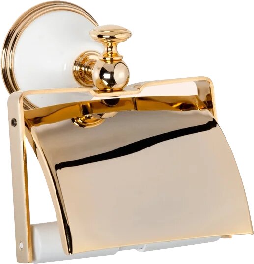 Держатель для туалетной бумаги Tiffany World Harmony TWHA219bi/oro настенный, закрытый, белый, золотой, глянцевый, латунный, керамический, на шурупах, с комплектом для монтажа