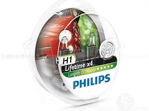 Лампа галогеновая h7 12v 55w philips long life eco vision pх26d (2 шт.)
