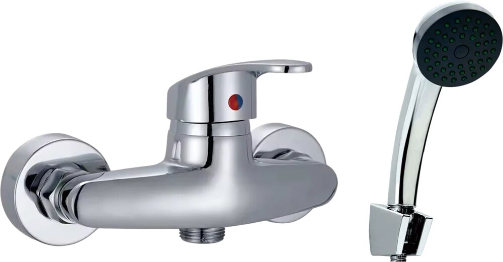 Смеситель для душа D-lin 411 D160411 с душевым гарнитуром, хром, глянцевый, настенный, латунный, однорычажный, смеситель для ванны с душем