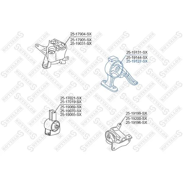 Опора двигателя задняя toyota avensis 03-08 STELLOX 25-19127-SX, oem 123710D130