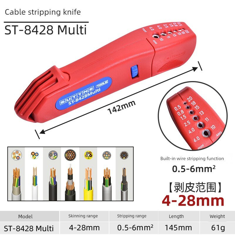 Съемник изоляции SUTTNE 8428Multi для 0.5-6 мм² и диаметра 4-28 мм, Германия