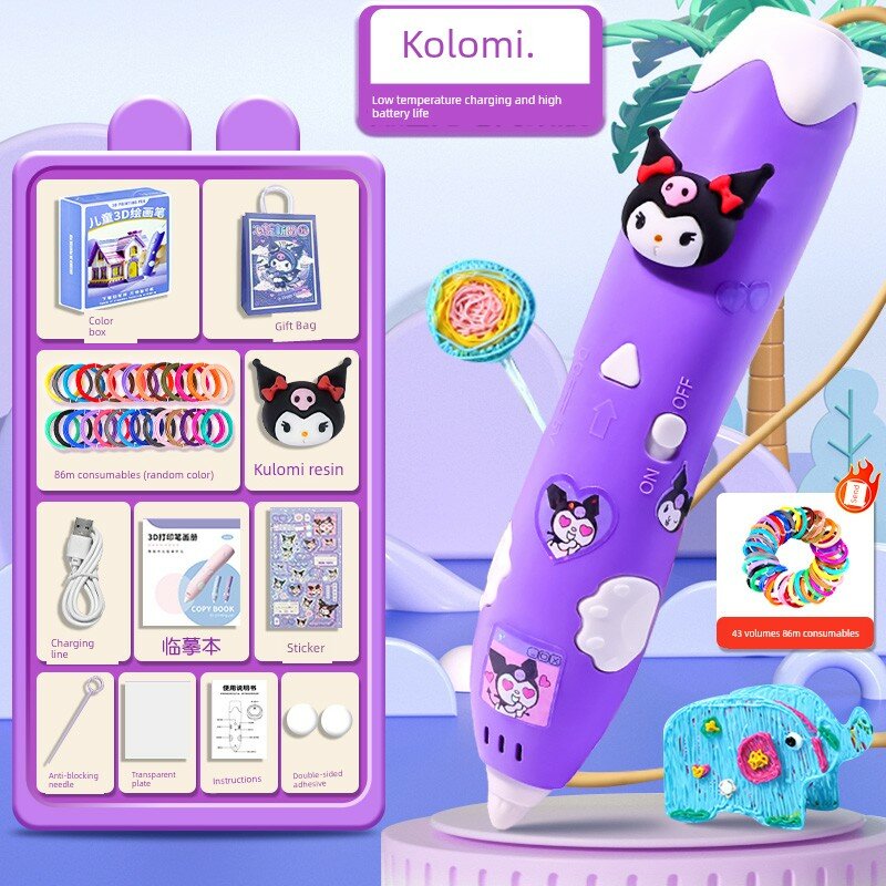 3D-ручка для детей 3-6 лет, модель с длительным сроком работы, 43 катушки филамента, альбом, подарочная упаковка и мешок