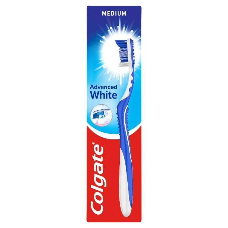 Зубная щетка Colgate Advanced White, белый, средняя, 1 шт