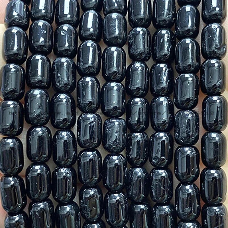 Черный турмалин бусины 6x9 мм 19-20 шт