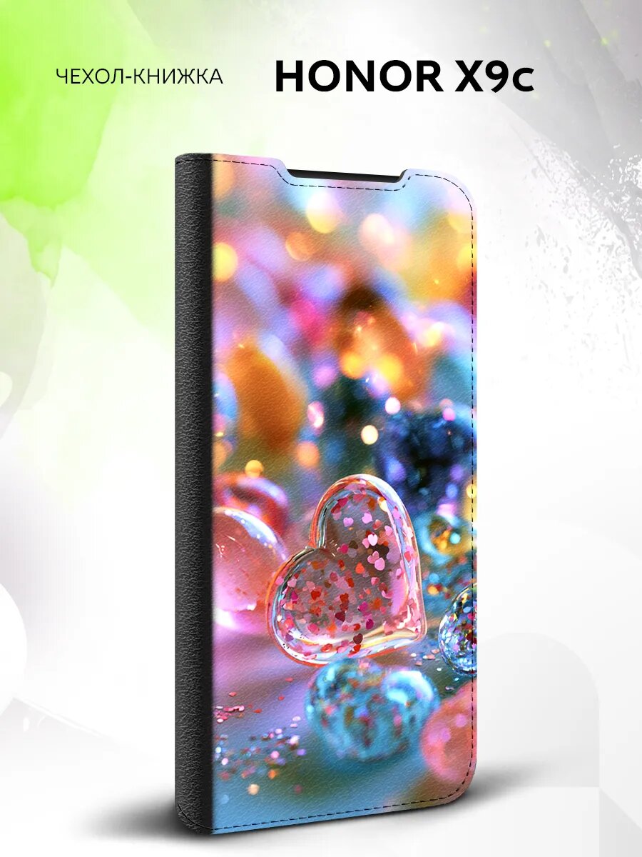 Чехол на Honor X9c, Хонор Икс9с бампер, противоударный, с картинкой сердечки со стразами