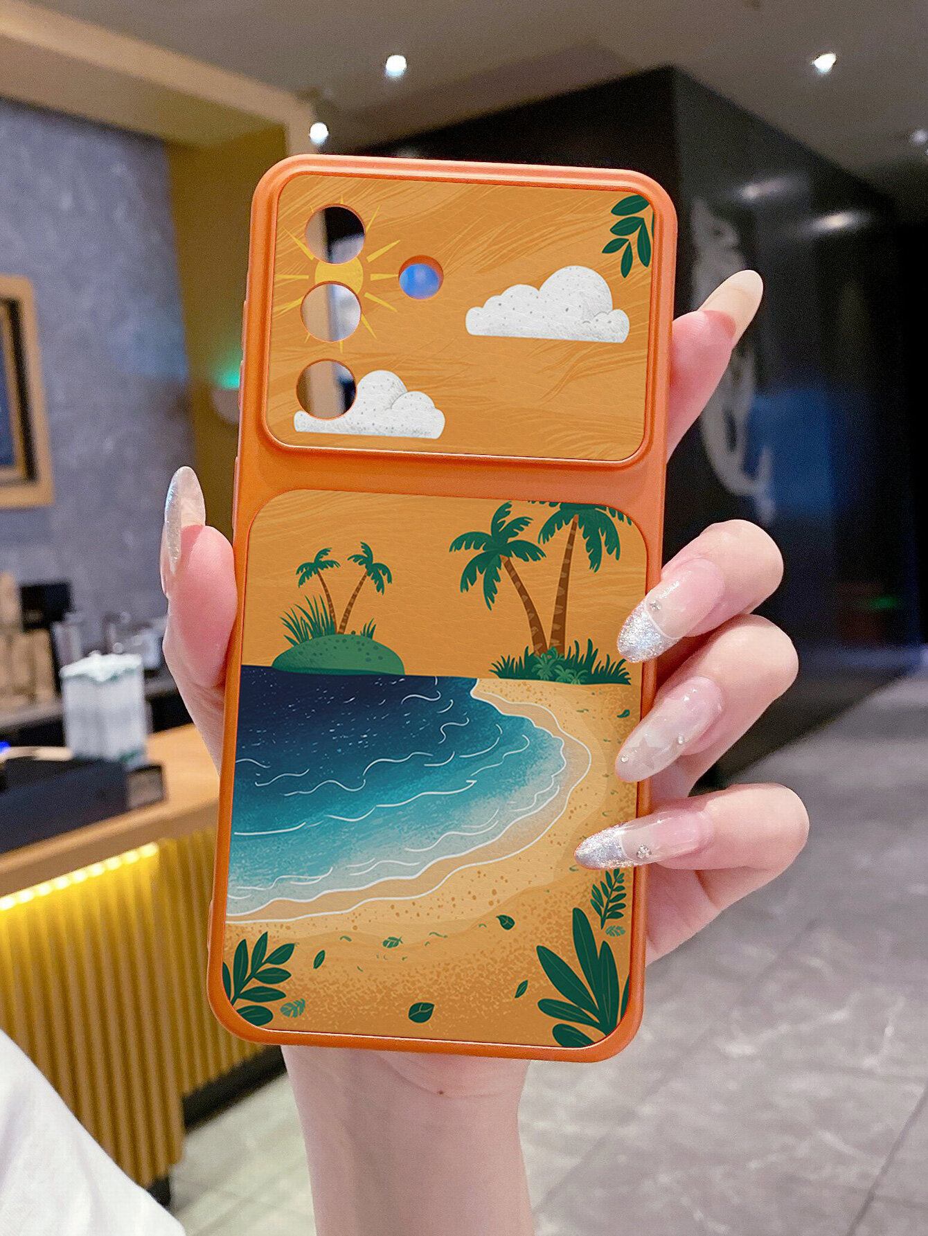 Чехол для Samsung Galaxy A25(Самсунг A25) из двух частей из искусственной кожи, пляжная кокосовая пальма, мягкая обложка из кокосовой пальмы
