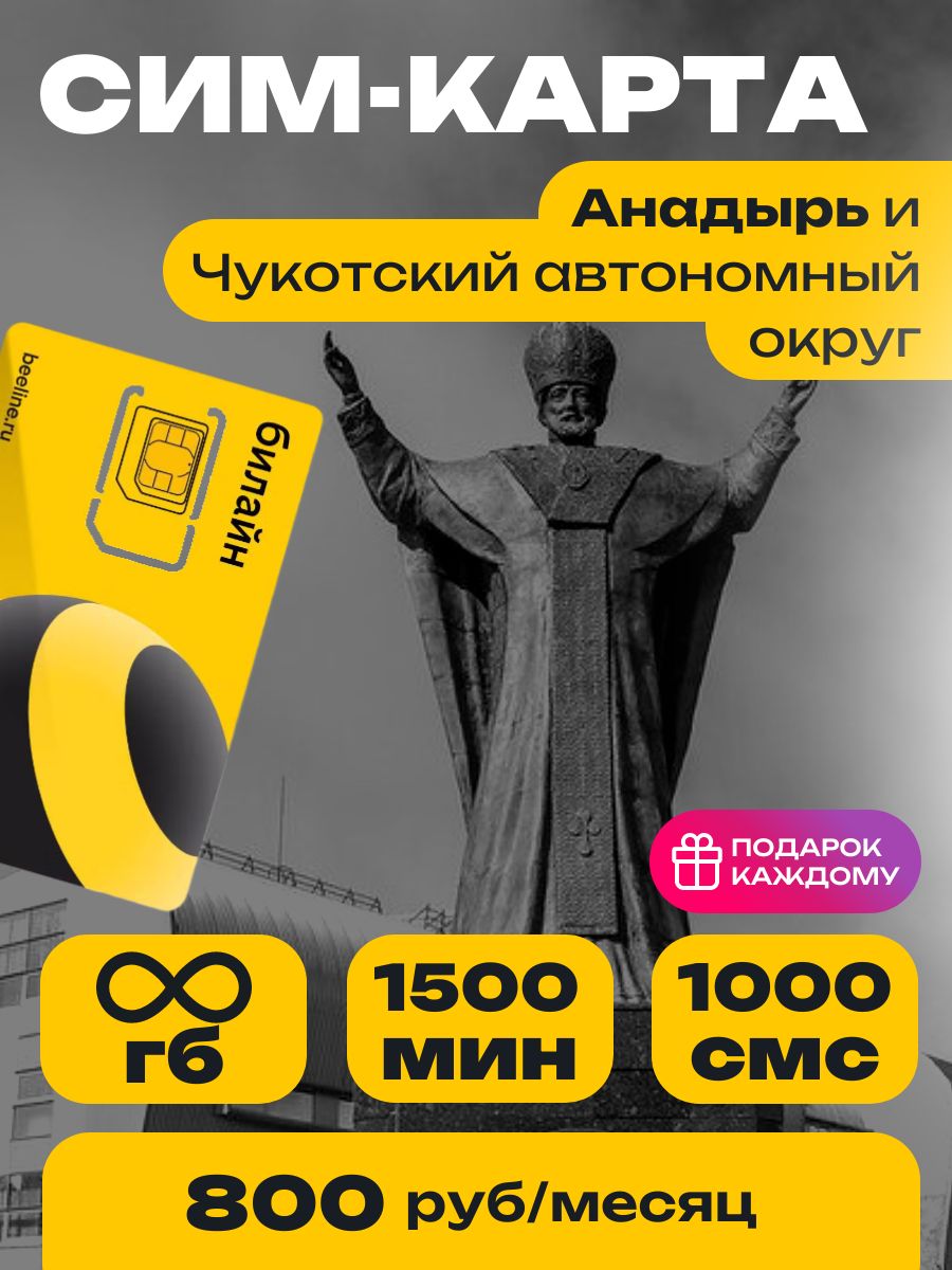 Сим-карта Билайн тариф Супер Выгодный Чукотский автономный округ Безлимитный интернет и 1500 минут за 800 руб.