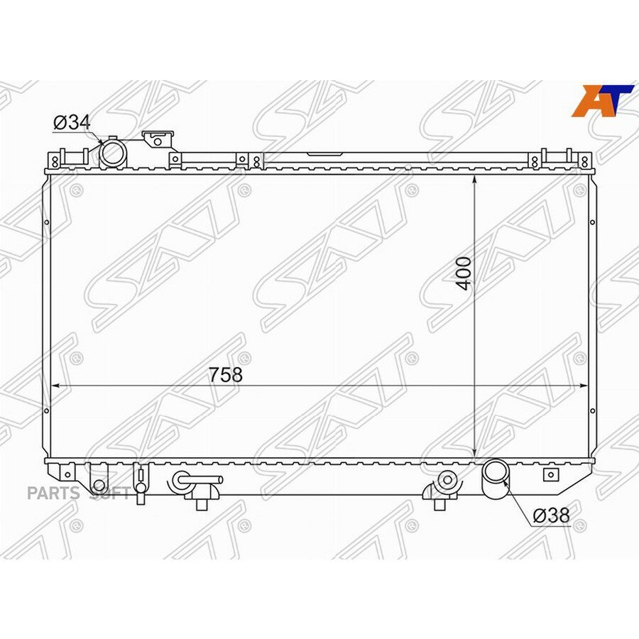 Радиатор Toyota Crown 91-95 / Aristo 91-97 от официального дистрибьютора, SAT, артикул TY0006147
