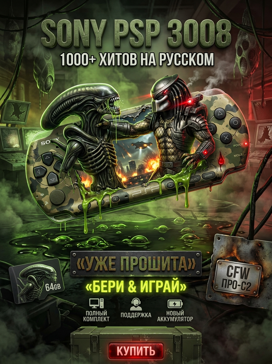 Новая PSP 3008 Slim 64Gb камуфляж, 3020 ИГР