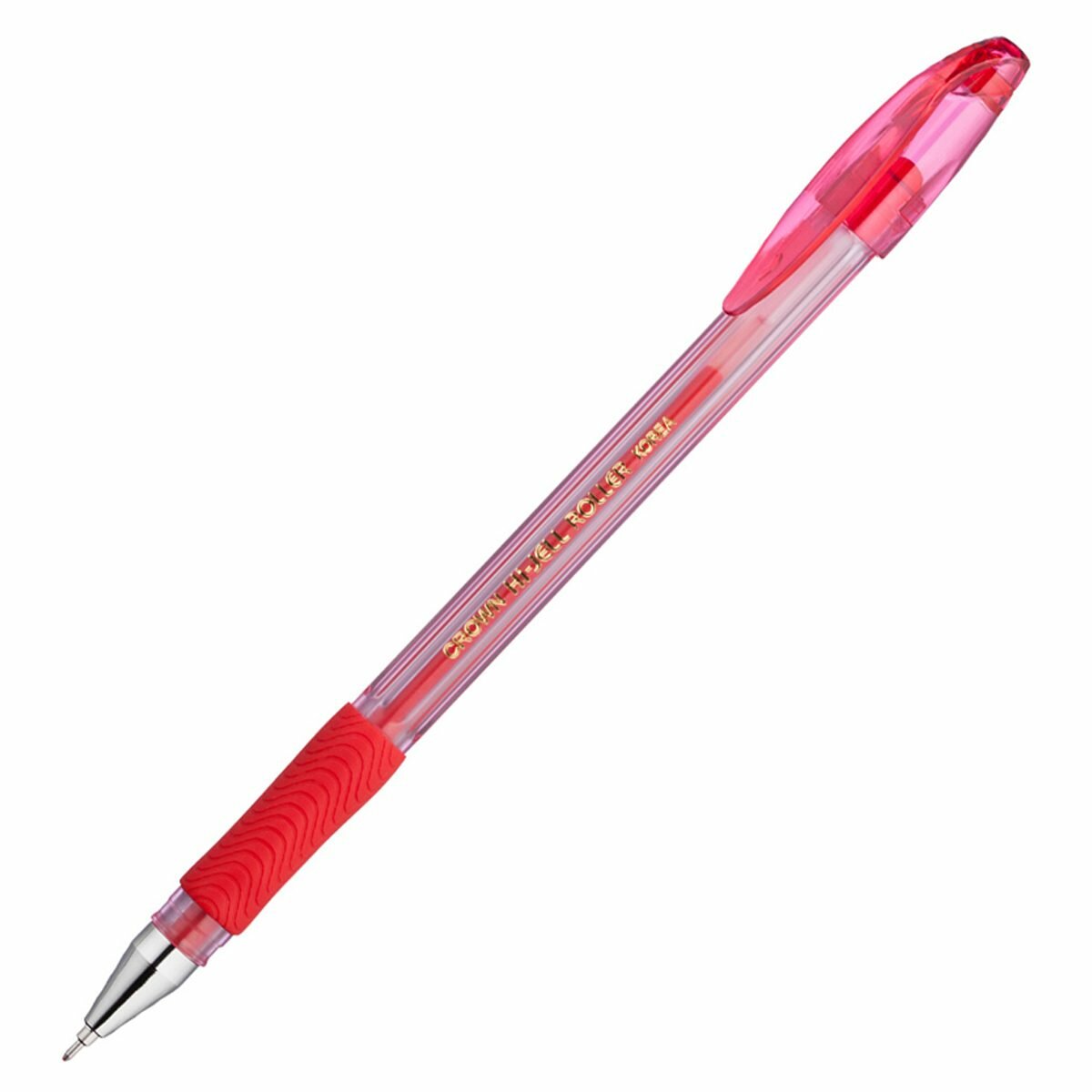 Ручка гелевая Crown Hi-Jell Needle Grip (0.5мм, красная, резиновая манжетка) (HJR-500RNB), 144шт.