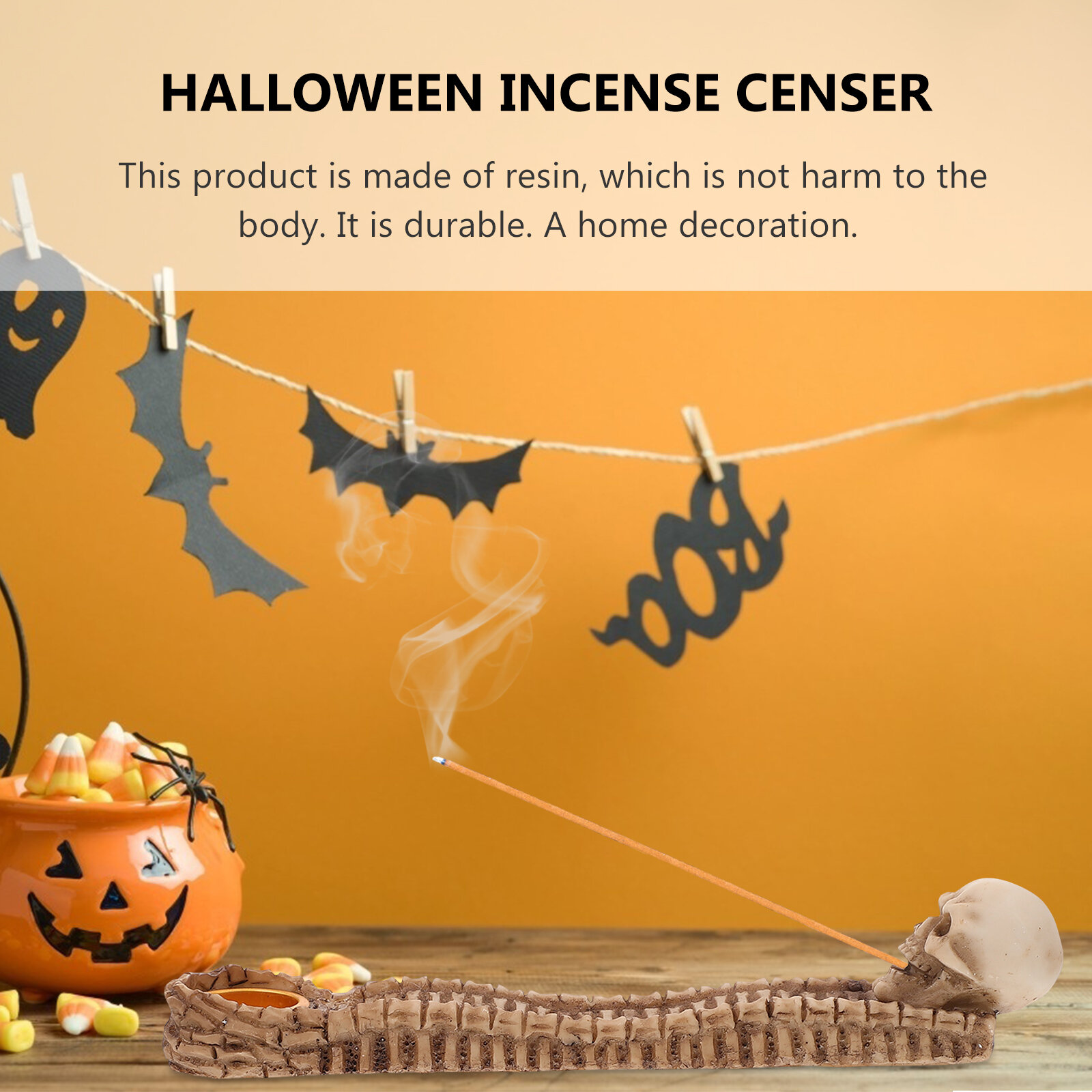 1 шт Прекрасная Halloween Скелет Диффузор для Ароматерапии и Жженой Палочки Хаки 25x3 см