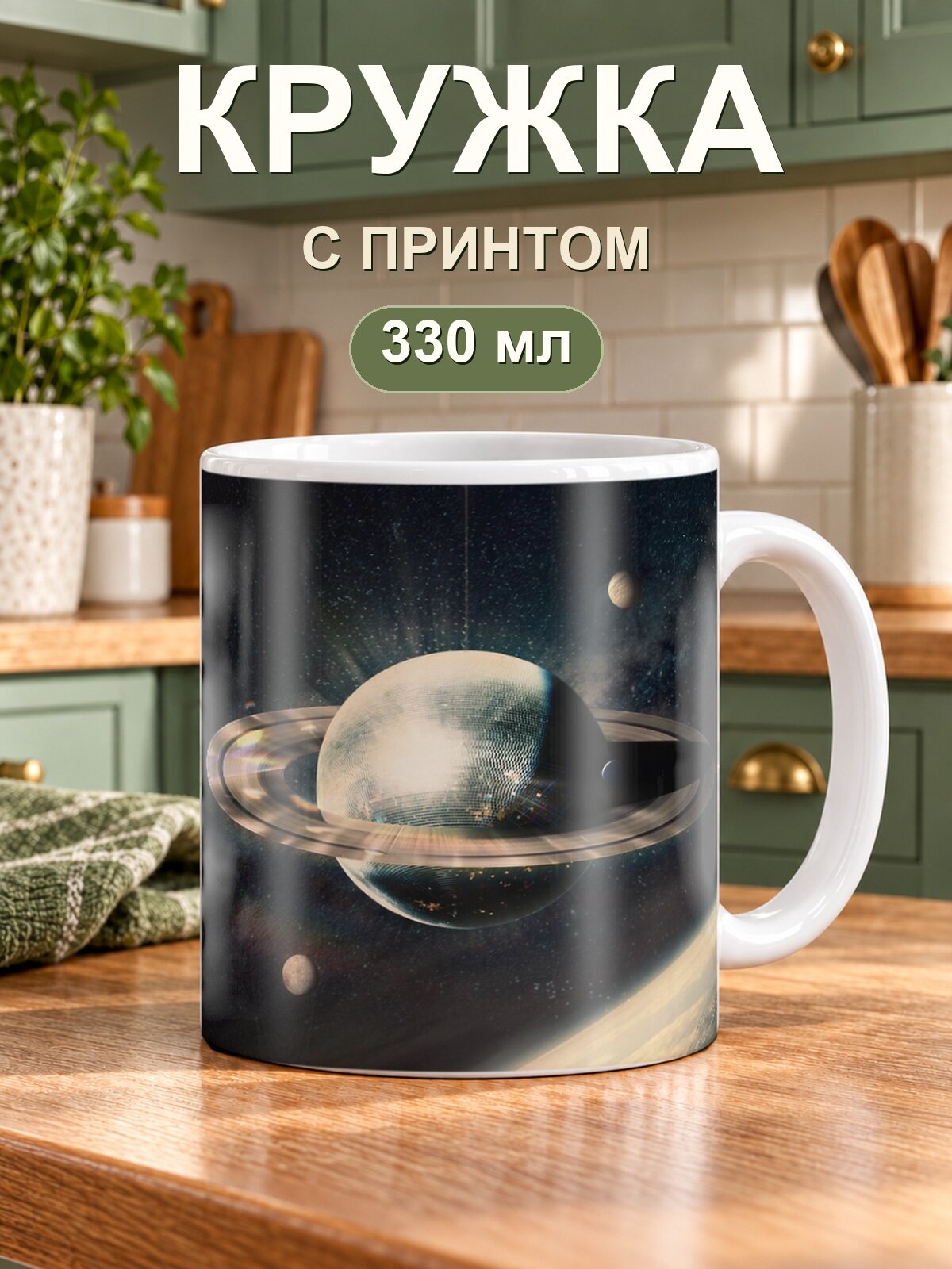 Кружка MoodRoom «Saturn Space», керамическая, 330 мл, для чая и кофе